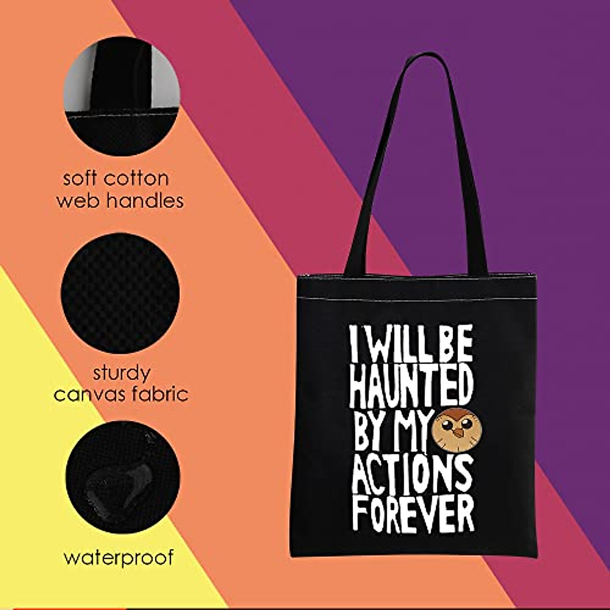 The Owl House Inspired Hooty Tote Bag I Will Be Haunted By My Actions Forever The Owl House Hooty Fan Gift (Black)