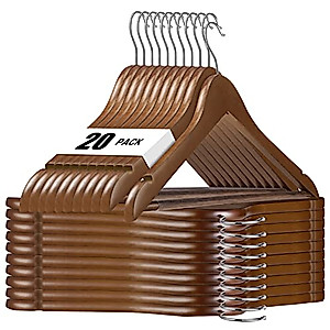 HOUSE DAY Premium Wooden Hangers High Grade Coat Hangers Wood Clothes Hangers Smooth Finish Wood Hangers for Closet Heavy Duty Hangers Suit Hangers for Clothes, Walnut, Jacket, Shirt, Tank Top, Dress