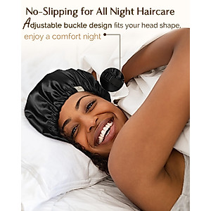 YANIBEST Satin Bonnet for Sleeping, Hair Bonnets for Women and Men, Double Layer Ajustable Silky Bonnet for Curly Braids Hair