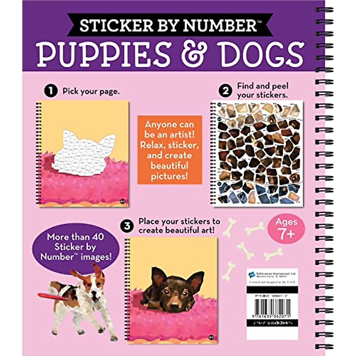 Brain Games - Sticker by Number: Puppies & Dogs - 2 Books in 1 (42 Images to Sticker)