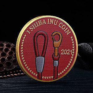 1oz Gold Shibcoin Commemorative Coin Gold Plated Shiba Inu Shib Coin 2021 Limited Edition Collectible Coin with Protective Case and Black Display Case (coin1 redgold+Black case)