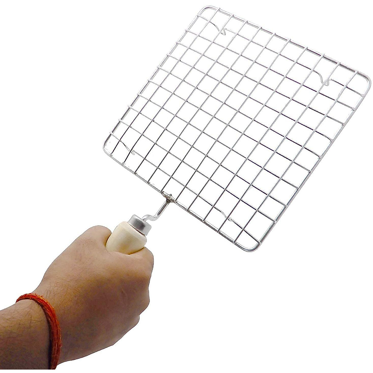 Stainless Steel Square Wire Roaster Wooden Handle, Roasting Net Roti Jali, Roti Grill, Papad Grill, Chapati Grill, Sqaure Roasting Papad Net