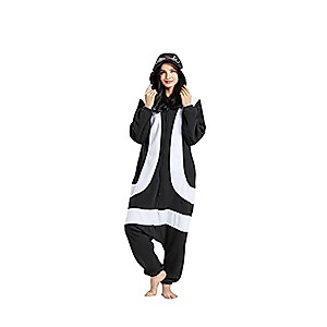 DarkCom Cosplay Ribbon Seal Animal Onesie Christmas Pajamas Polar Fleece Homewear One Piece Sleepwear for Men Women Small