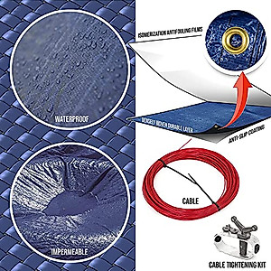 ColourTree 12' x 24' Premium Oval Blue Winter Swimming Pool Cover Tarp Tarpco Safety Extra Heavy Duty, Waterproof, UV Resistant (Cover Size: 16'x28’/ 4 ft .Overlap) ◆We Customize Size◆