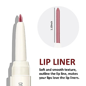 Boobeen Double-ended Lipstick Lip Liner Makeup Velvet Lipgloss Lipstick, Creamy Lip Pencil for Women Matte Long-lasting Matte Satin Finish, Nourishing and Non-fading