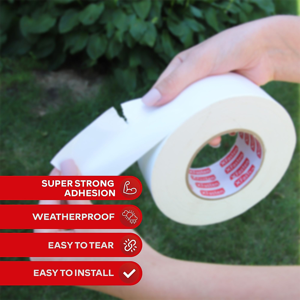 XFasten Super Strong Duct Tape, White, 3" x 30 Yards, Waterproof Duct Tape for Outdoor, Indoor, School and Industrial Use
