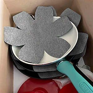 6 Pcs Pot and Pan Protectors for Stacking, in 3 Sizes, Pan Separators Felt, Pan Stacking Protectors, Anti-slip Pot Protectors, Ceramic Glass Cookware Dividers Pads, Gray
