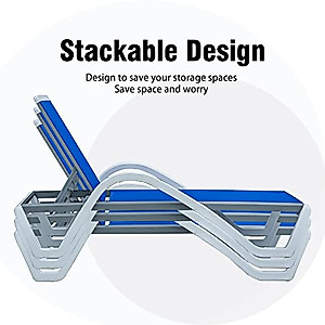 domi outdoor living Patio Chaise Lounge Adjustable Aluminum Pool Lounge Chairs with Arm All Weather Pool Chairs for Outside,in-Pool,Lawn (Blue)