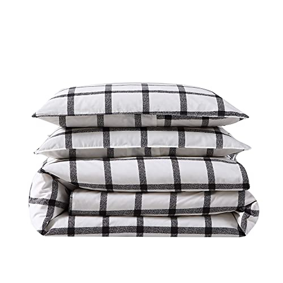 Eddie Bauer - King Duvet Cover Set, Soft Cotton Bedding with Matching Shams, Modern Plaid Home Decor (Bunkhouse Charcoal, King)