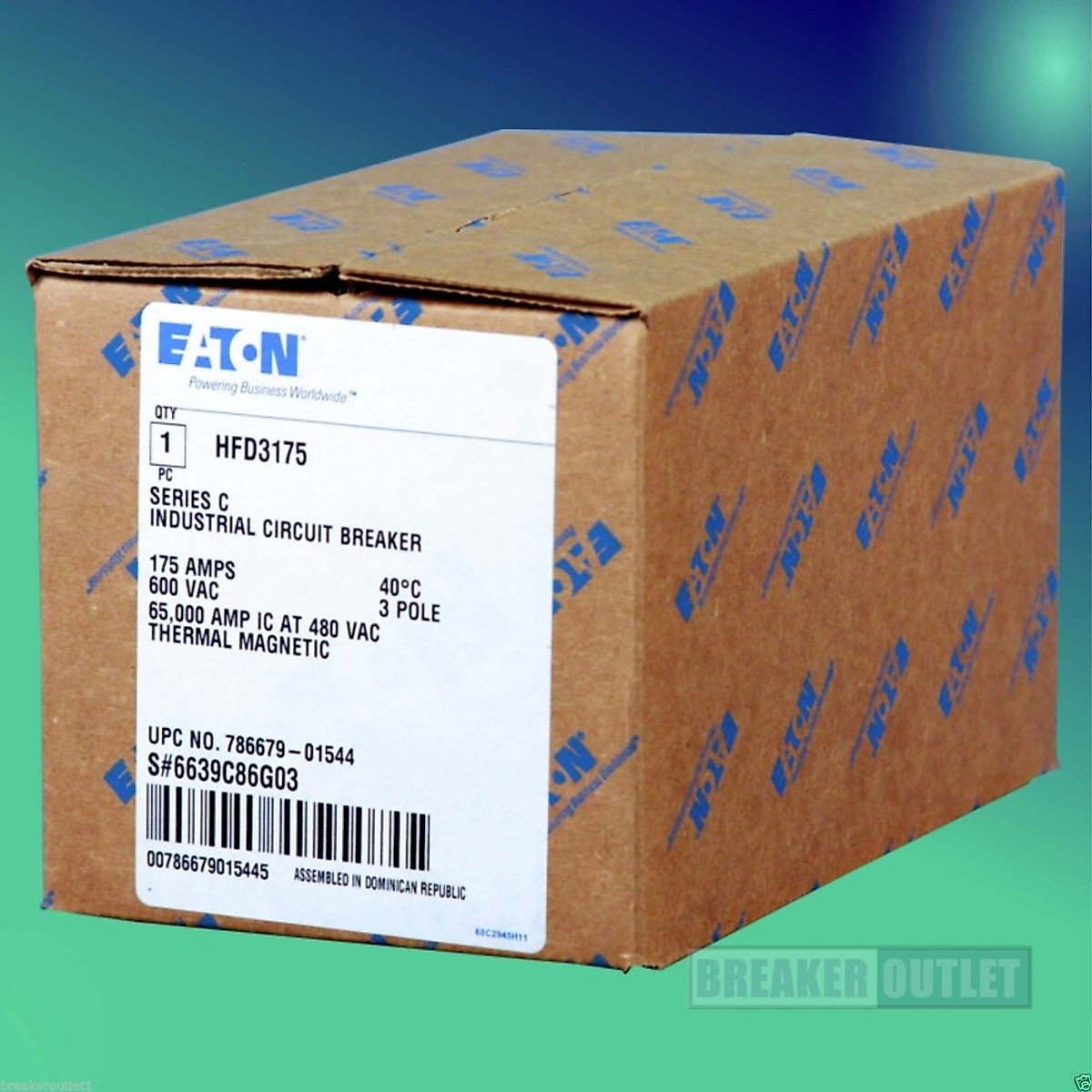 New Cutler-Hammer Eaton HFD3175 Circuit Breaker 3 Pole 175A 600V HFD Frame 65kA