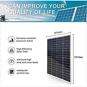 120 Watt Monocrystalline 12V Solar Panel High Efficiency Mono Module RV Marine Boat Off Grid (1pc(120W))