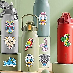 FLYSONG 5D DIY Diamond Painting Stickers Kits for Kids, 24 PCS Cute Cartoon Princess Diamond Art Stickers Beads Handmade Digital Gem Paint Making for Beginners Children