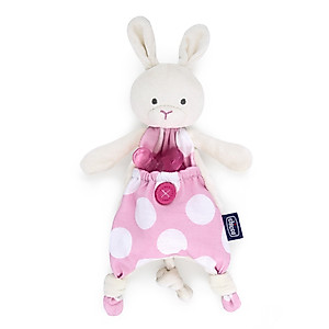 Chicco Pocket Buddy Lovey and Pacifier Holder | Plush, Soothing Animal-Themed Toy | Fits Most Pacifiers | Machine-Washable | Pink Bunny| 0+ Months