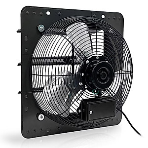 VENTISOL 14 Inch Shutter Exhaust Fan Wall Mounted, Aluminum Blades, with 1.65 Meters Power Cord Kit, Max.1950CFM, Ventilation Fan for Garage,Greenhouse,Attic,Shed,Shop-Black