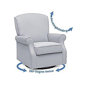 Delta Children Oakley Nursery Glider Swivel Rocker Chair, Dolphin Grey Velvet