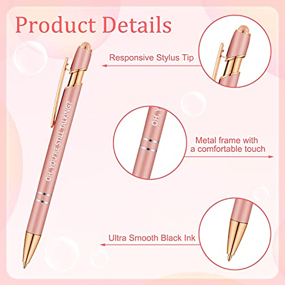 10 Pcs Rose Gold Demotivational Pens Black Ink Snarky Office Pens Complaining Quote Funny Work Pens Sarcastic Pens Negative Passive Rose Gold Ballpoint Pen for Colleague Coworker Writing Office Gifts
