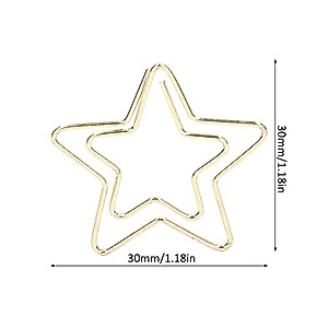 100Pcs Metal Paper Clips, Electroplating Golden Bookmark Marking Clips for School Office Personal Document Organizing(Star)