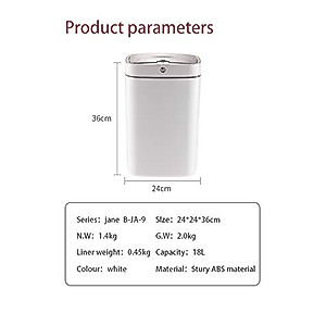 KAMILLEE Sensor Trash Can Automatic Trash Can Garbage Can 4.7 Gallon Metal Touchless Automatic Pearl White Waste Bin for Office Bathroom