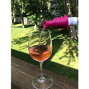 Wine Stopper and Pourer 2 Pack – Pink and Gray Silicone Wine Accessories to Serve Wine More Easily by Simply Charmed