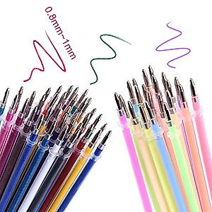 130 Colors Gel Pen Refills - Glitter Metallic Pastel Fluorescence Neon, Pen Ink Refills for Adult Coloring Books, Scrapbooking, Drawing