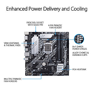 ASUS Prime Z490M-PLUS LGA 1200 (Intel® 10th Gen) Z490 Micro ATX Motherboard (Dual M.2, DDR4 4600, 1 Gb Ethernet, USB 3.2 Gen 2 USB Type-A®, Thunderbolt™ 3 Support, Aura Sync RGB)