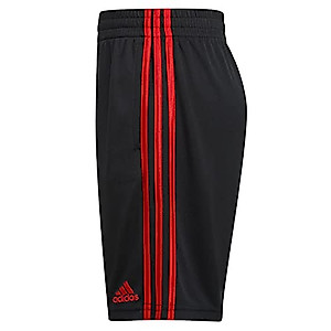 adidas Boys' Big Elastic Waistband Classic 3-Stripes Shorts, Black with Red, XL(18/20)