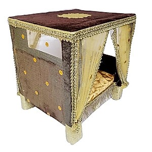 Jhula for Laddu Gopal Laddu Gopal Bed with Net Luxuy Look for Kanha Ji Janmashtami Jhula - Decorative Jhula - Wooden Jhula for Kanha Ji Size 0 to 5 No