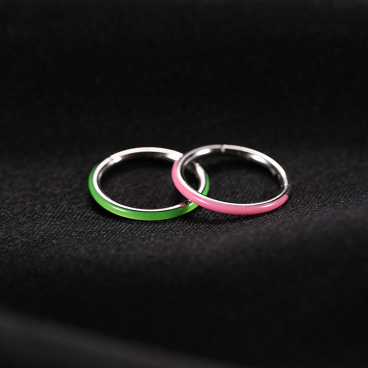 FUNLMO 16G Septum Rings Nose Rings Hoops Silver Cartilage Earring Conch Hoop Earring 316L Surgical Steel Conch Helix Tragus Daith Rook Orbital Piercing Jewelry 10mm Glow In The Dark Fluorescent Pink