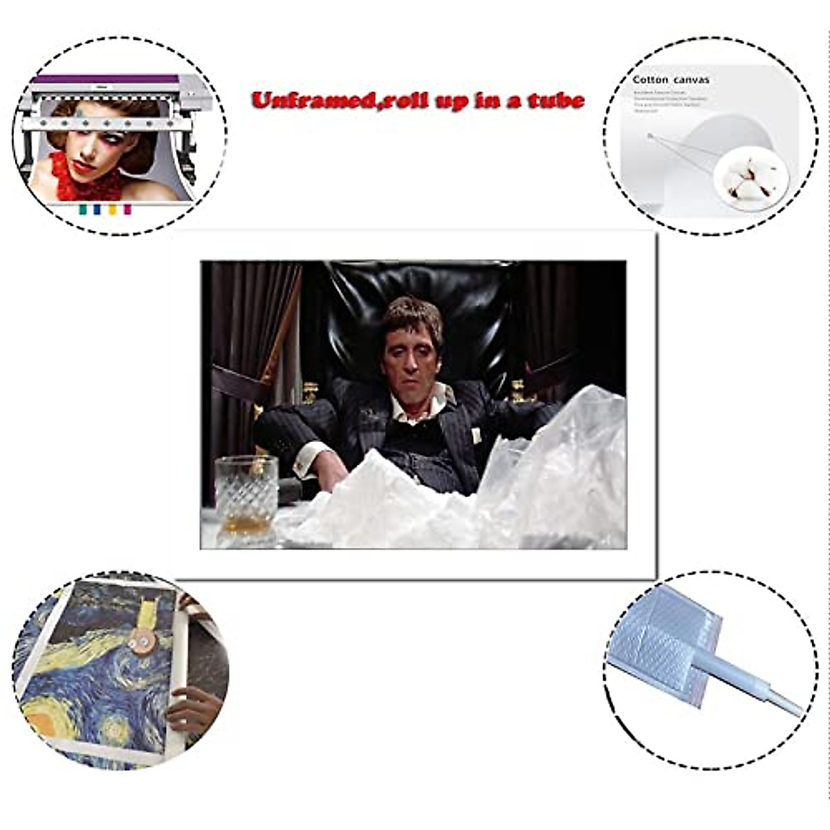 IFUNEW Pacino Scarface Poster Decorative Painting Canvas Wall Art Living Room Posters Bedroom Painting 16x24inch(40x60cm)