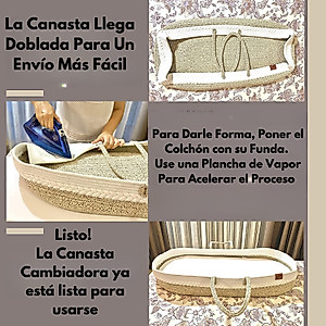 Baby Changing Basket - 100% Cotton Rope with Foam Pad - Organic Cotton Waterproof Cover - Complete with 2 Waterproof Changing Pads Liners- CPSC Safety Compliant