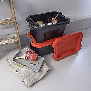 CX CRAFTSMAN, 10-Gallon Highly Durable Storage Bin & Dual Latching Lid, (12.7”H x 15.7”W x 22.7”D), Versatile Stacking Tote and Weather-Resistant Design, American Made [4 Pack]