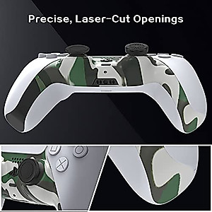 BEJOY PS5 Controller Faceplates Accessories with 6 Thumbs Grips, Replacement Decoration Controller Shell for Playstation 5 DualSense Controller (Camouflage Green)
