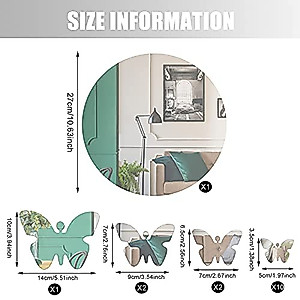 17 Pieces 3D Acrylic Mirror Wall Decor Stickers Removable Butterfly Mirror Wall Stickers DIY Mirror Butterfly Mural Stickers Butterfly Wall Stickers Decals for Home Living Room Bedroom (Silver)