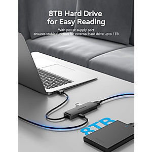 VENTION USB Hub - Multi USB Port Splitter Ultra-Slim Multiport USB 3.0 Hub Adapter Fast Data Transfer for Laptop, MacBook, Printer, PS4, PC, Flash Drive, Mobile HDD (0.5FT/0.15M)