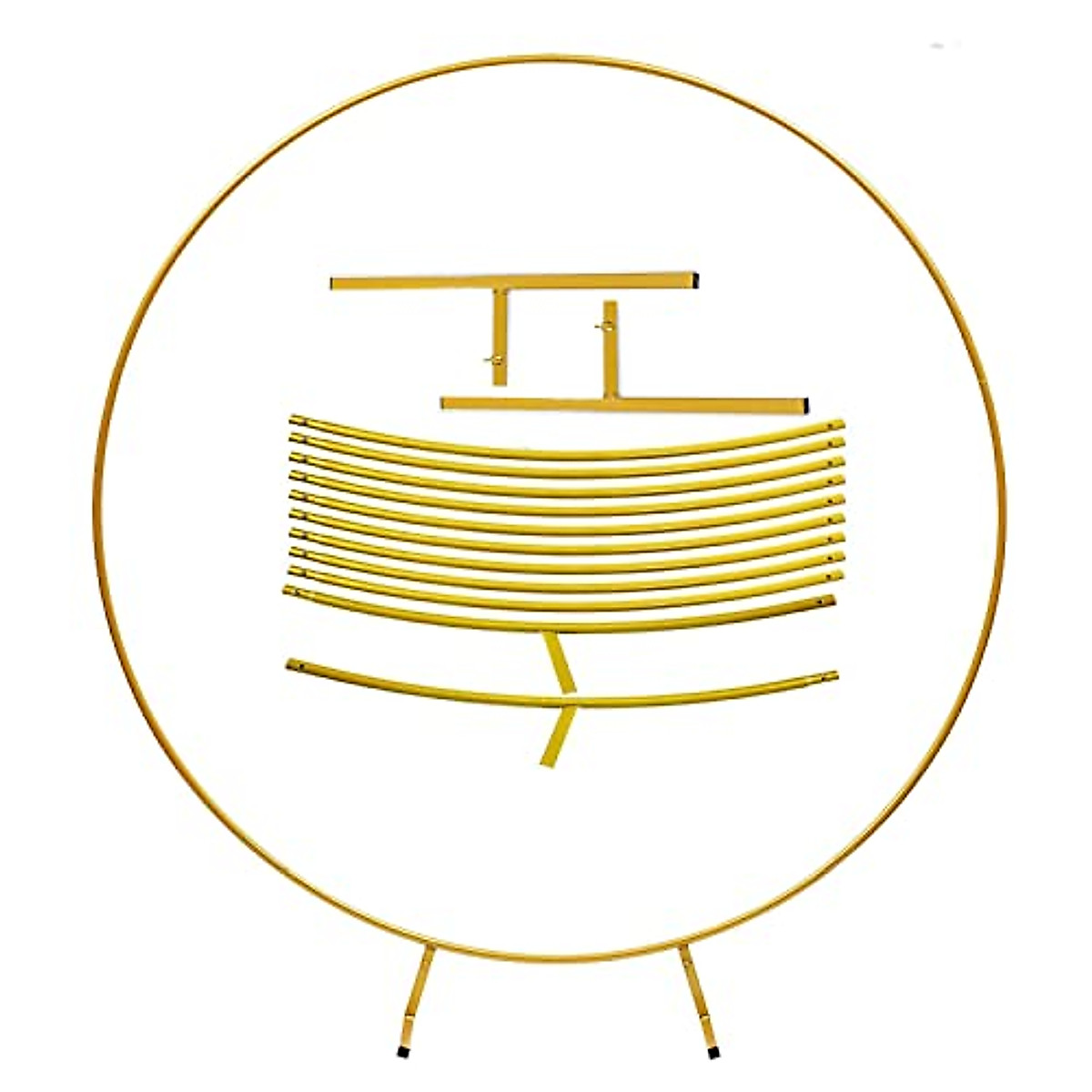 7ft Round Backdrop Stand,Iron Circle Wedding Arch,Flower Ring Arch Stand Circle for Valentine's Day,Wedding,Birthday,Christmas,Garden Decoration(7ft, Gold)