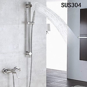 Stainless Steel Wall Mounted Shower Faucet Shower Mixer Manual Control Plumbing Valve Switch Bathroom Tap for Cold and Hot Water