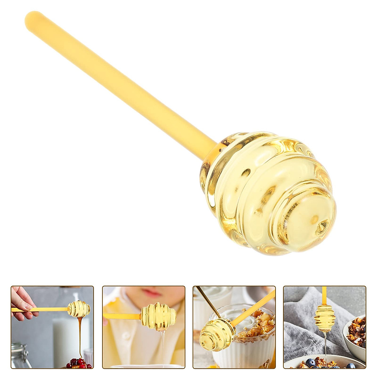 Kichvoe Honey Dipper Glass Honey Stick Honey Spoon Dipper Stick Honey Jam Syrup Stirring Wand Honey Server Spoon for Honey Pot Jar Containers Honey Dispenser