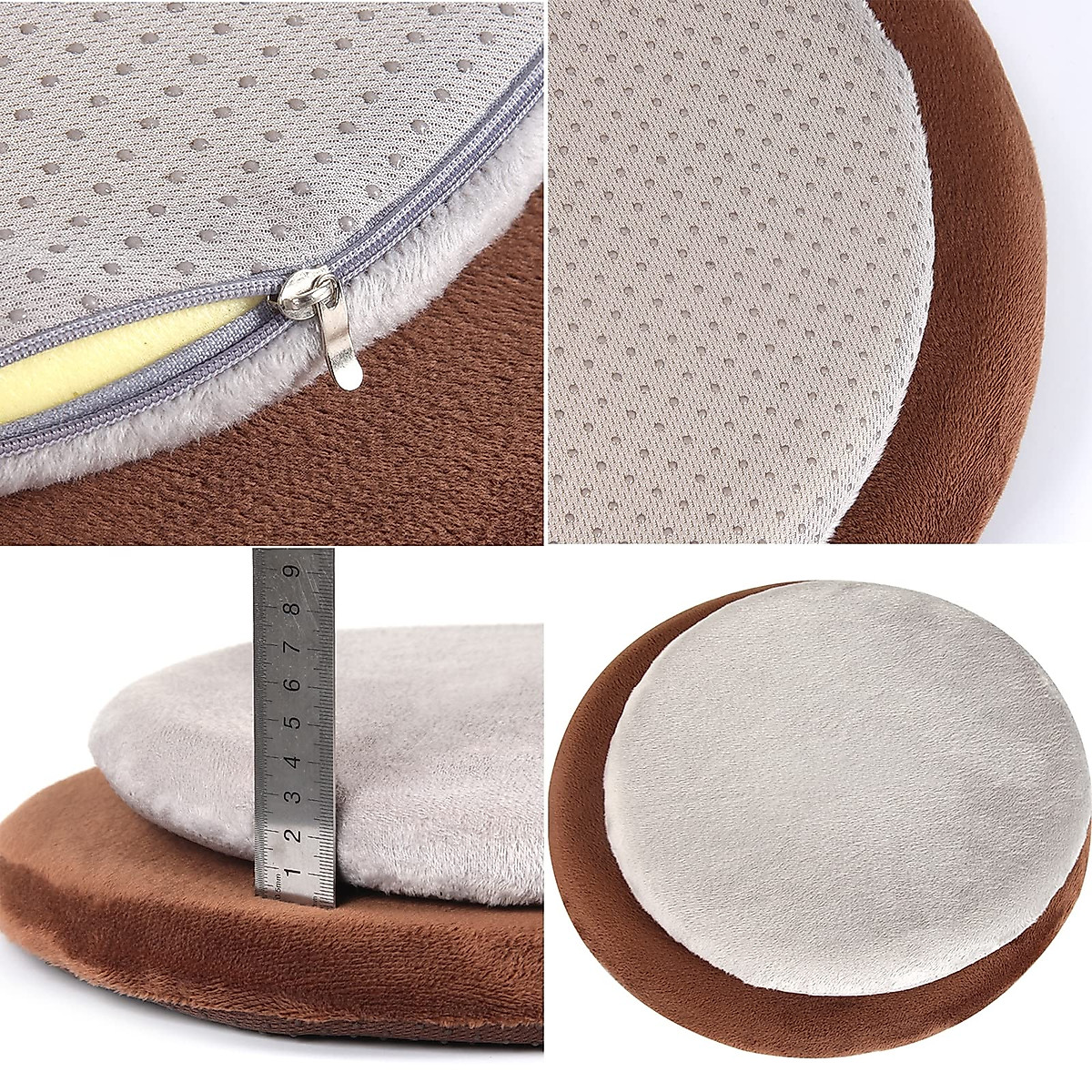 ZTGL 11"/13"/15" Round Seat Cushion, Chair Cushions for Dining Chairs Non Slip Fluffy Chair Cushion, Memory Foam Chair Pads Stool Cushion for Stool Chair, Washable,Black(2pcs),33cm/13in