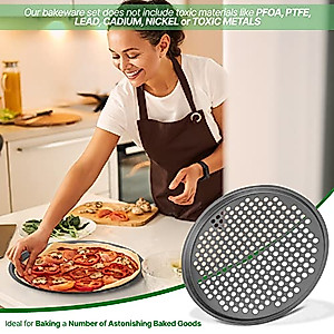 NutriChef 12.8 Inch Nonstick Pizza Pan for Oven - Carbon Steel Pizza Baking Tray with Airflow Holes - Premium Bakeware for Fresh & Frozen Pizza, Dishwasher Safe - Gray