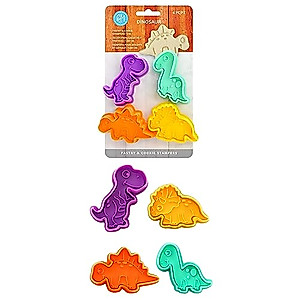 R & M International Dinosaur Cookie, Set of 4 Stamper, one size, Colors may vary