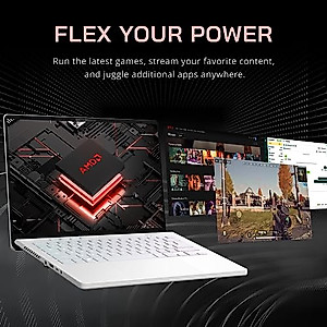 ASUS 2022 ROG Zephyrus 14" WQXGA 120Hz Gaming Laptop, AMD Ryzen-9 6900HS, 16GB DDR5 RAM, 1TB PCIe SSD, RGB Backlit Keyboard, AMD Radeon RX 6700S, Win 11, White, 32GB SnowBell USB Card
