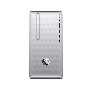 HP Pavilion 590-p0039 Desktop PC - AMD A12-9800 3.8GHz, 16GB, 1TB HDD, DVDRW, Bluetooth, USB Keyboard & Mouse, Windows 10 Home - Natural Silver (Renewed)