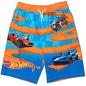 Hot Wheels Toddler Boys Raglan Pullover Swim Rash Guard Swim Trunks Blue 3T