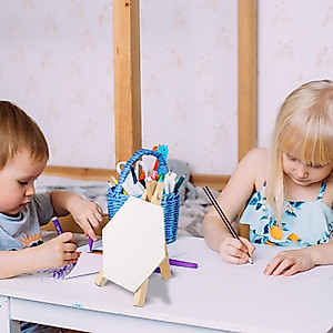 Soaoo 12 Sets 4x4 Inch Mini Canvas and Easel Set Wooden Mini Art Easel Canvas Painting Set with 12 Boxes Watercolor Paint for Kids Teenagers Paint and Sip Art Party Supplies