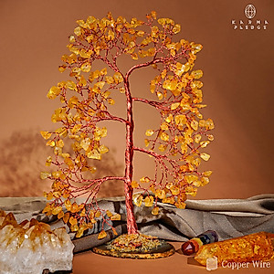 KARMAPLEDGE Citrine Crystal Tree of Life, Healing Crystals and Stones Tree for Home and Office Desk Decoration, Positive Energy, Money, Good Luck, Handmade Feng Shui Spiritual Gifts for Women