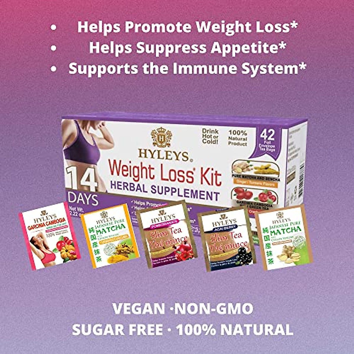 Hyleys 14 Day Weight Loss Tea - 42 Tea Bags (1 Pack), Detox Tea for Cleanse (100% Natural, Sugar Free, Gluten Free and Non-GMO)