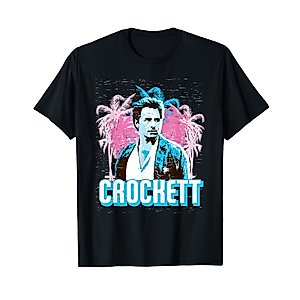 Miami Vice Crockett and Palm Tree Scenery T-shirt T-Shirt