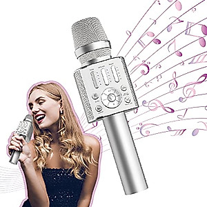 Gigastone] Bluetooth V5.0 Karaoke Microphone Wireless Portable Handheld, Speaker 10W, Voice Change, USB Driver & 3.5mm Jack, Home Party for iOS Android PC All Smartphone