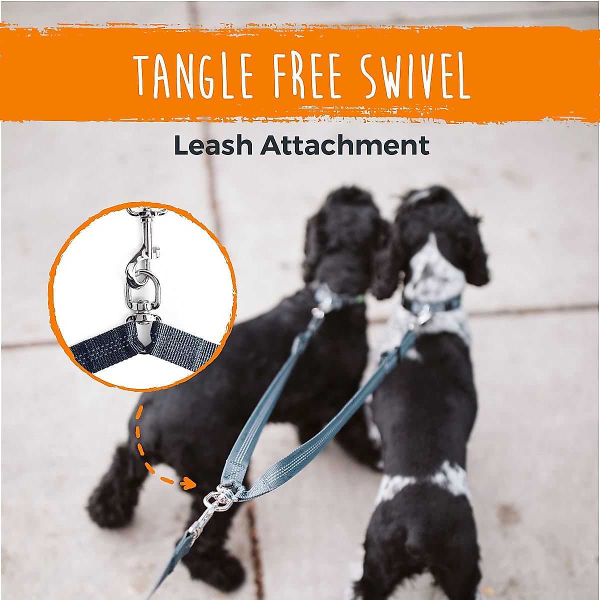 Mighty Paw Dual Dog Leash - Suitable for Two Dogs - Leash for 2 Dogs No Tangle - Leash Splitter - Large and Small Dog Compatible - Dual Leash Attachment - Double Clip Dog Leash Coupler - Dog Splitter