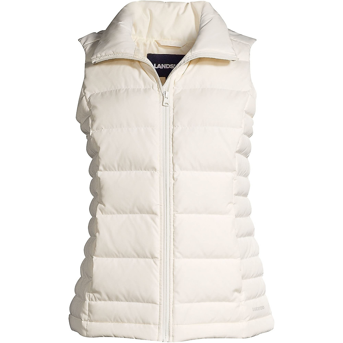 Lands' End Womens Puffer Down Vest Ivory Tall Large